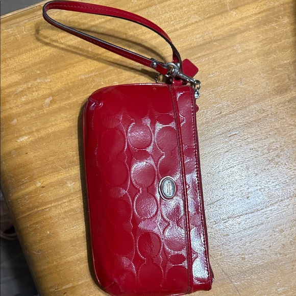 Coach | Bags | Coach Glossy Red Wristlet | Poshmark